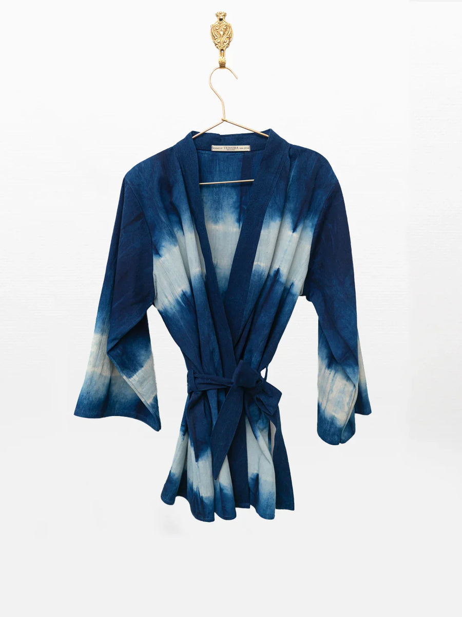Tensira 100% cotton wrap shirt, hand-dyed in West Africa
